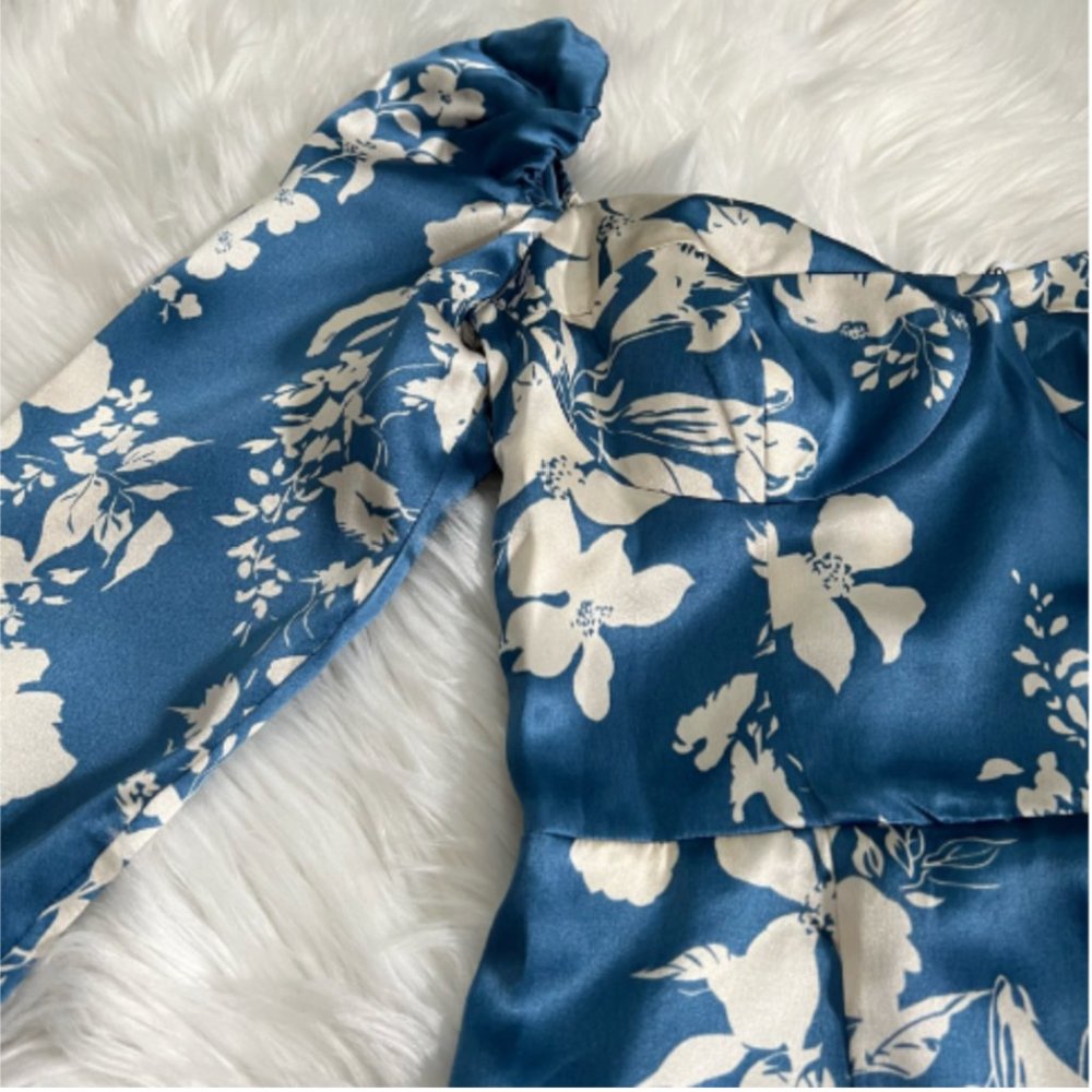 Reformation Gloriana Silk Dress In Cyanotype - Gem